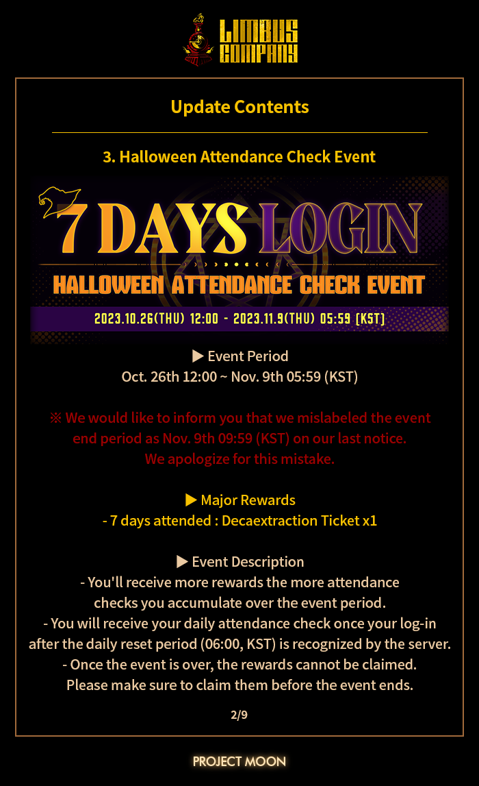 October 26th Scheduled Update Notice | Limbus Company October 26th Scheduled Update Notice | Limbus Company